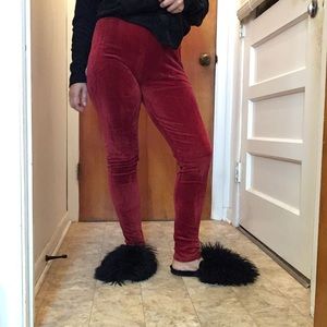 Pants & Jumpsuits | Red Velour Ps Pants | Poshmark